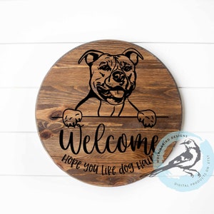 Pitbull Svg, Pitbull Welcome Svg, Dog Hair Svg, Door Round Svg, Welcome ...