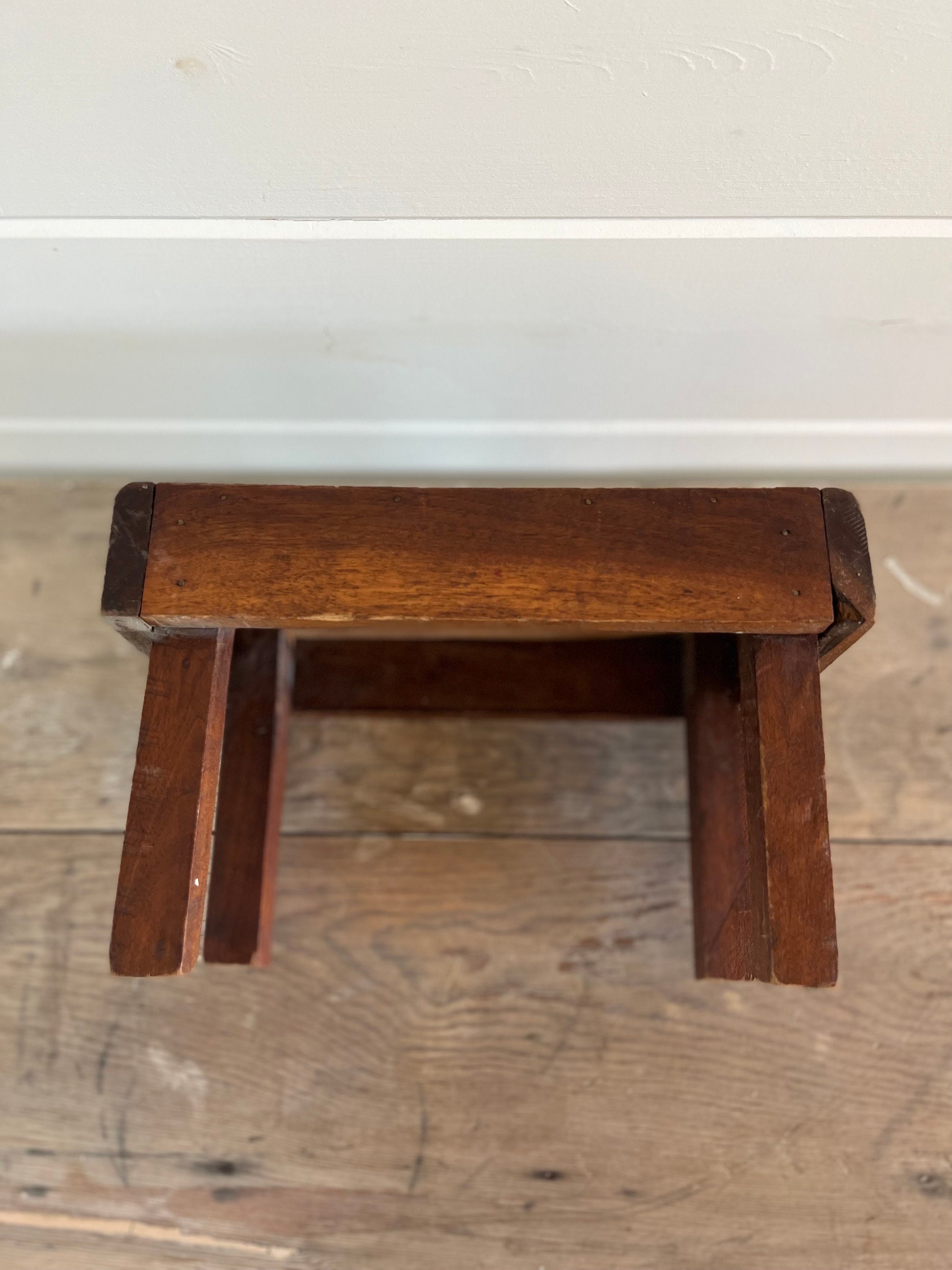 Small Rustic Wood Stool Primitive Step Stool rustic Handmade Bench ...