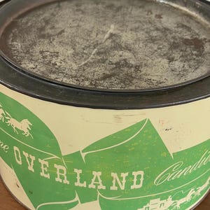 Vintage RARE Candy Tin Fine Overland Candies Chicago Company Leaf Brand Green/cream Advertising ...