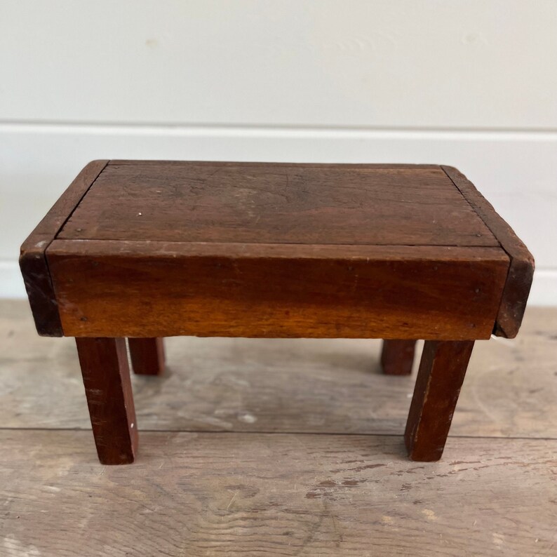 Small Rustic Wood Stool Primitive Step Stool rustic Handmade Bench ...