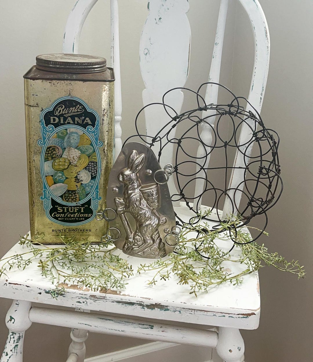 Instant Collection Vintage Easter Lot! Bunny Mold, Candy Tin ...