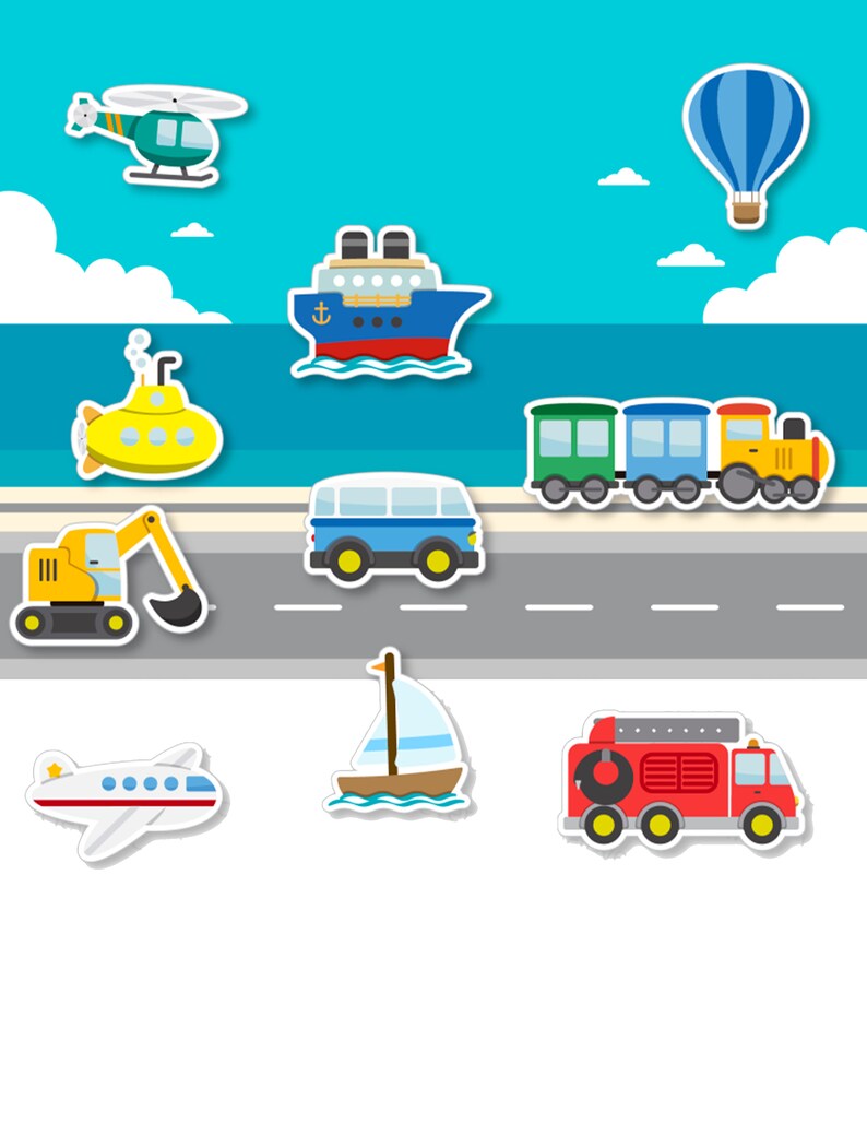 Transportation Matching Game: Land, Air & Water Sort (printable) - Etsy