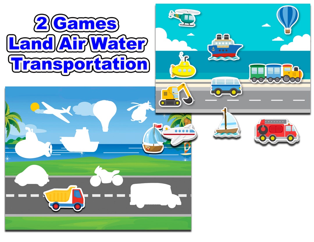 Land Air Water Transportation Matching, Busy Book Printable, Preschool ...