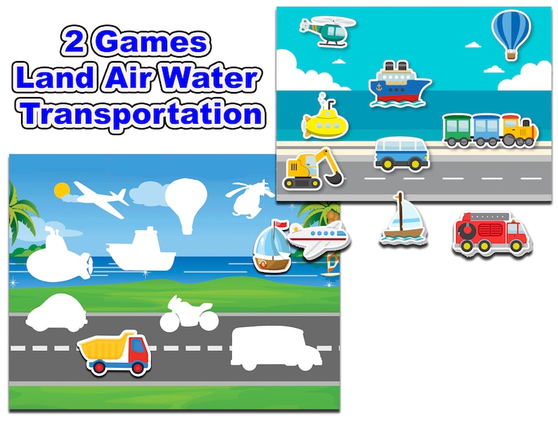Transportation Matching Game: Land, Air & Water Sort (printable) - Etsy