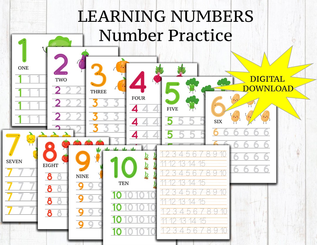 Number Tracing Worksheets 0-10: Preschool Math Practice (digital ...