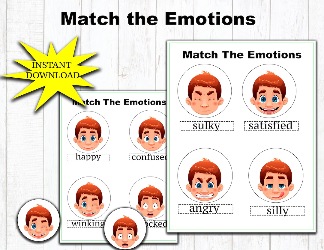 Busy Book Printable, Emotions Matching Game, Educational Worksheet ...