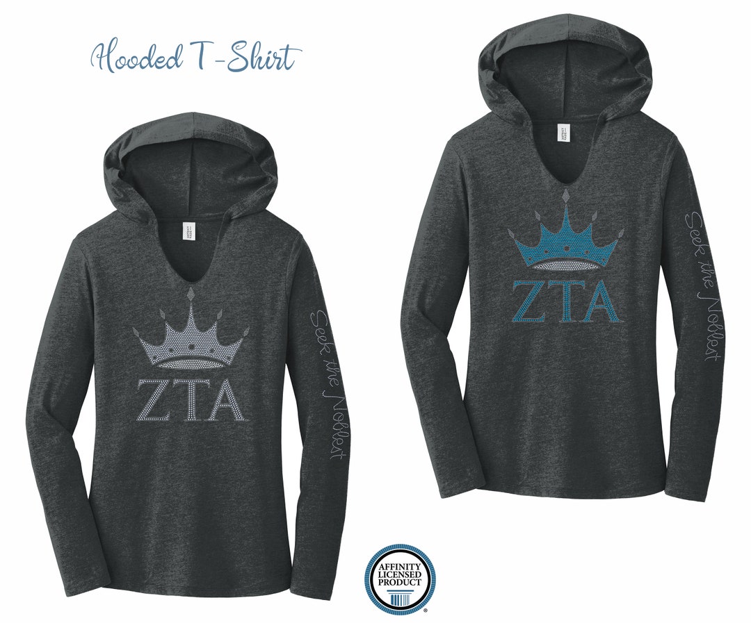 ZTA Zeta Tau Alpha Crown and Letters Hooded T-shirt - Etsy