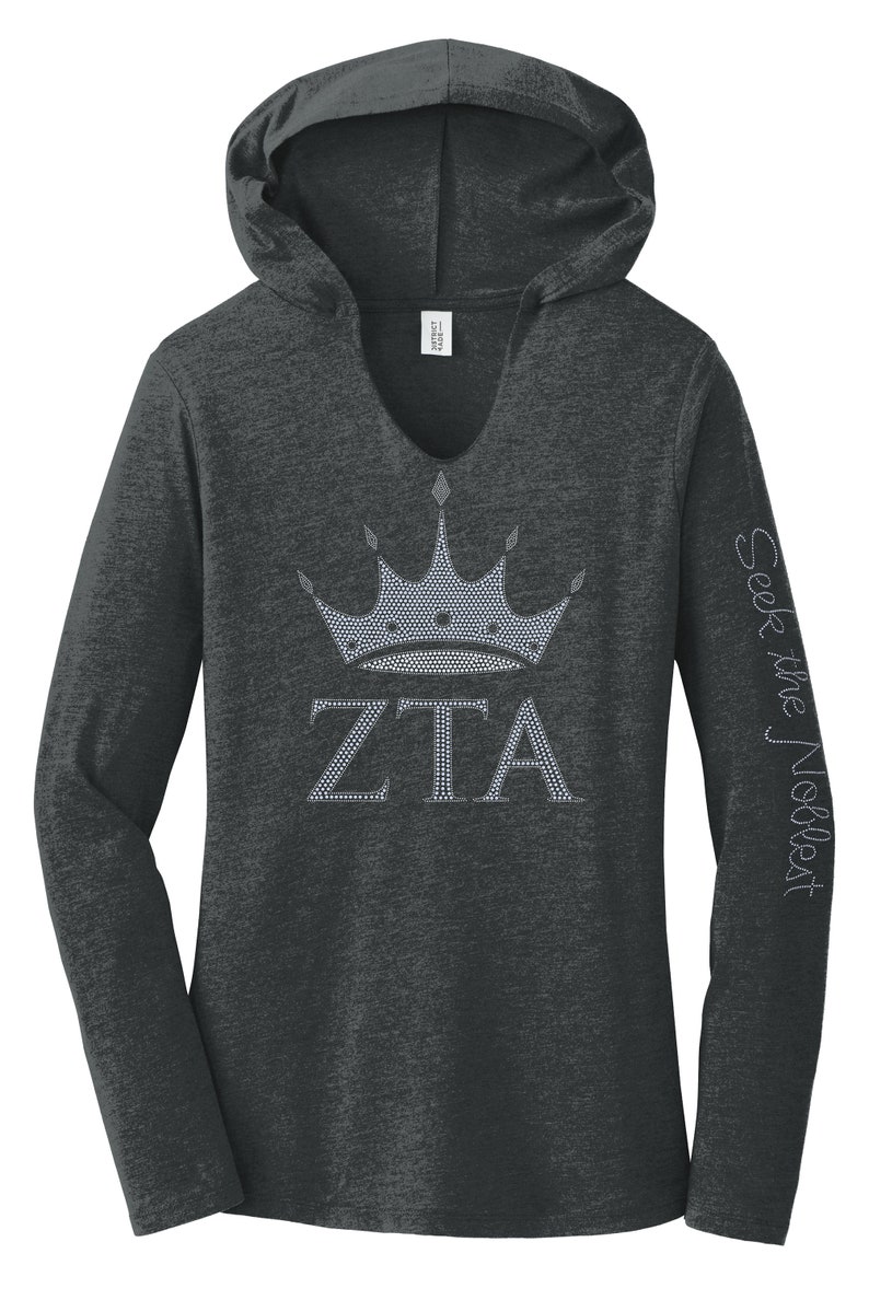 ZTA Zeta Tau Alpha Crown and Letters Hooded T-shirt - Etsy
