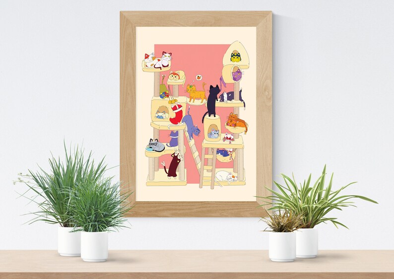 Animal Crossing Cat Tree Poster - Etsy