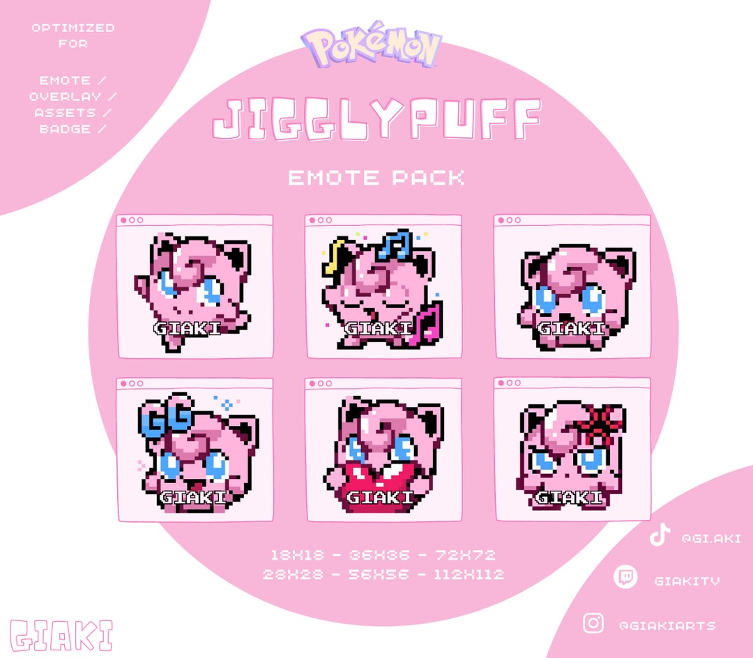 Pixel Pokemon Jigglypuff Cute Emote Pack for Twitch/youtube/discord ...