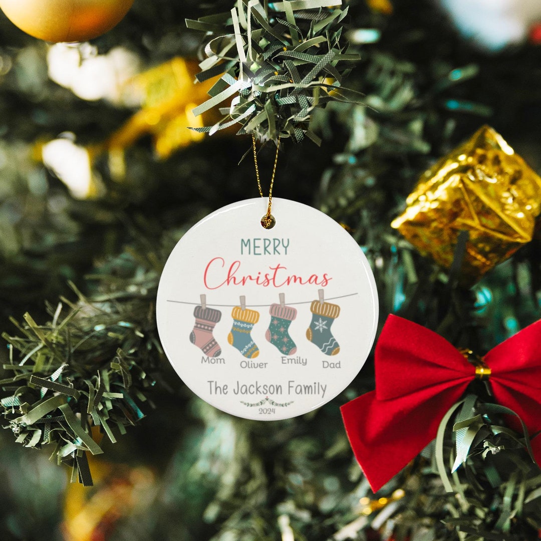 Personalized Family Christmas Socks Ornament Unique Gift Double-sided ...