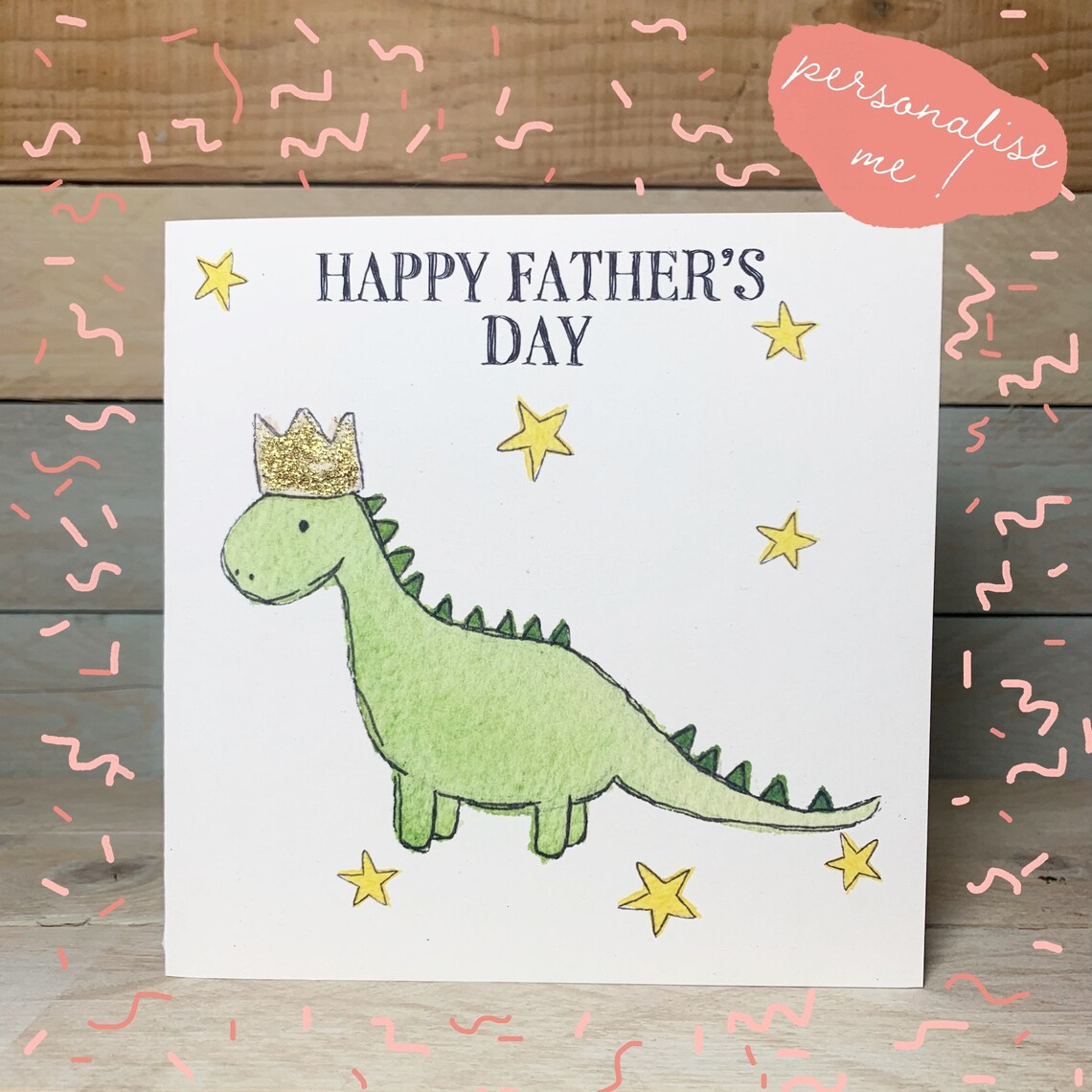 Dadosaurus Father's Day Card Dinosaur Card Watercolour - Etsy