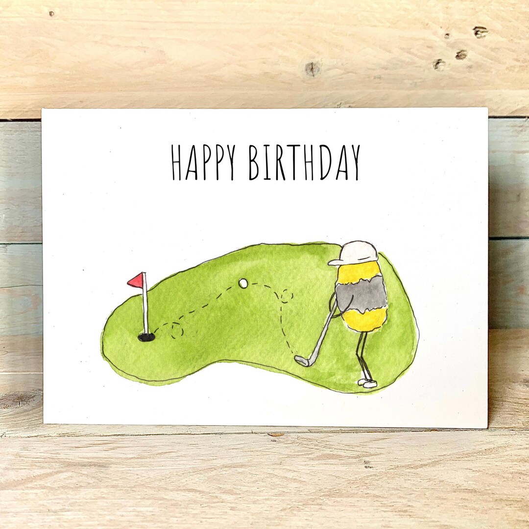 Personalised Bee Golf Birthday Card | Card for Him, Golf Lover, Dad ...