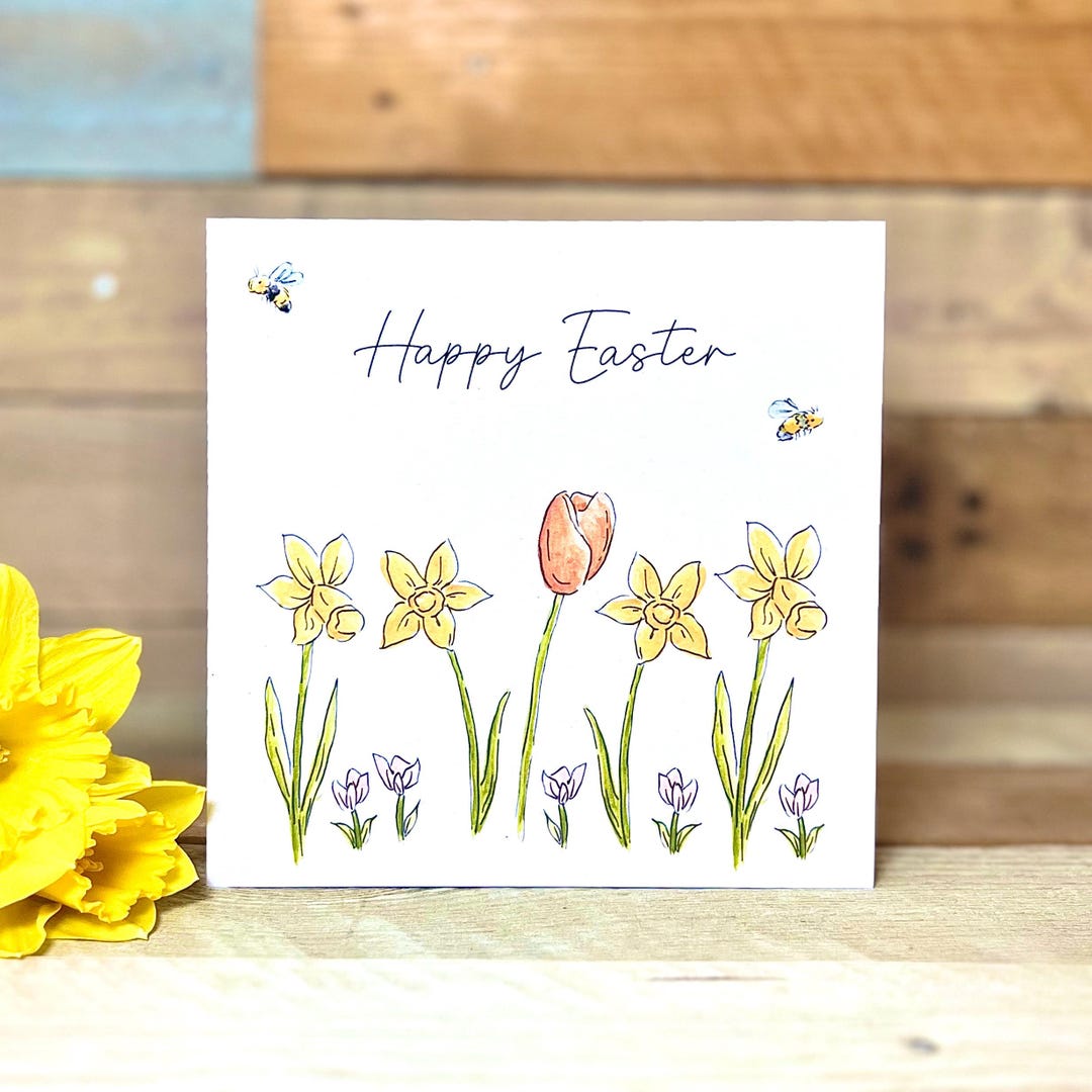 Personalised Spring Flowers Easter Card | Handmade Easter Card ...