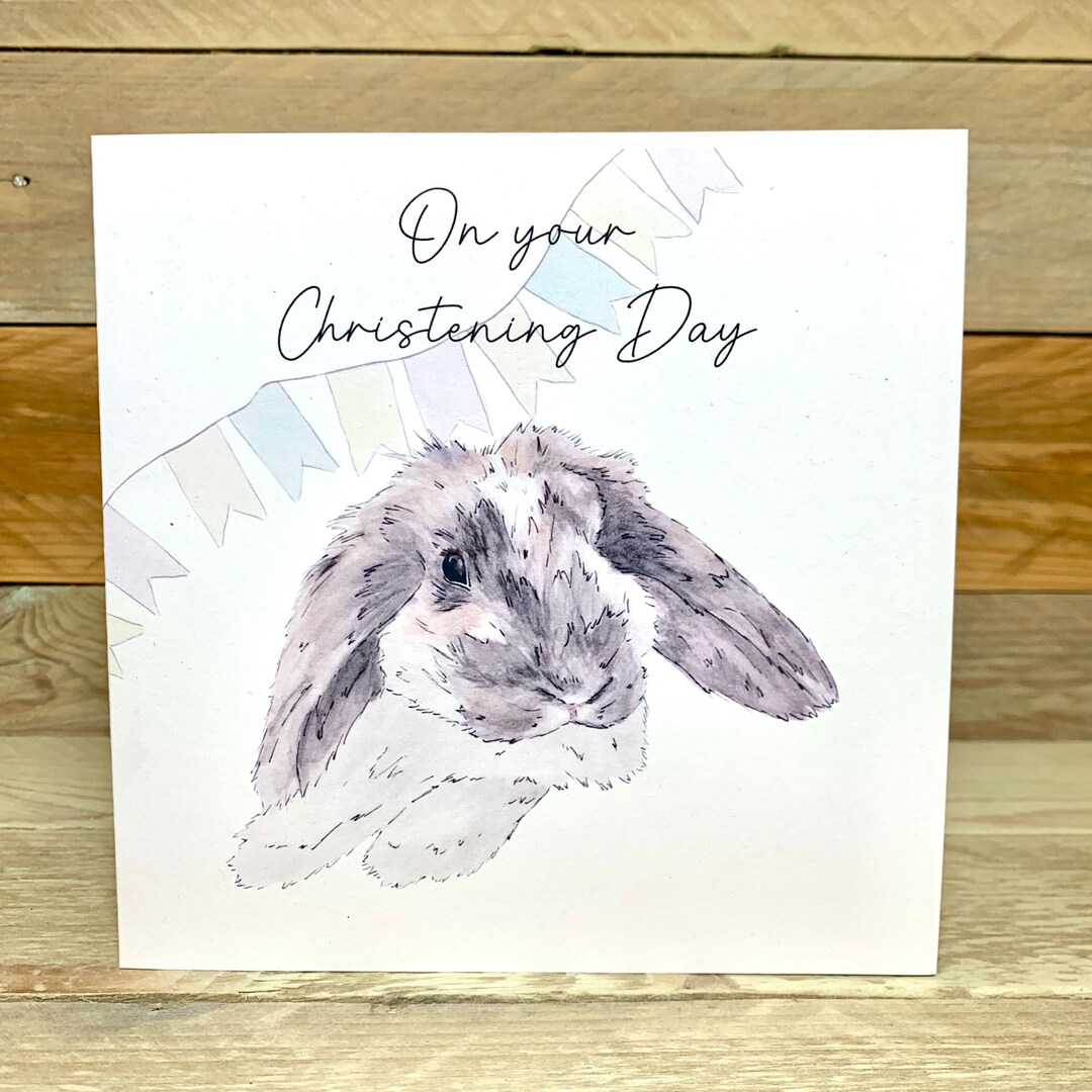 Personalised Just Benji Christening Card | Bunny Card | Rabbit Card ...