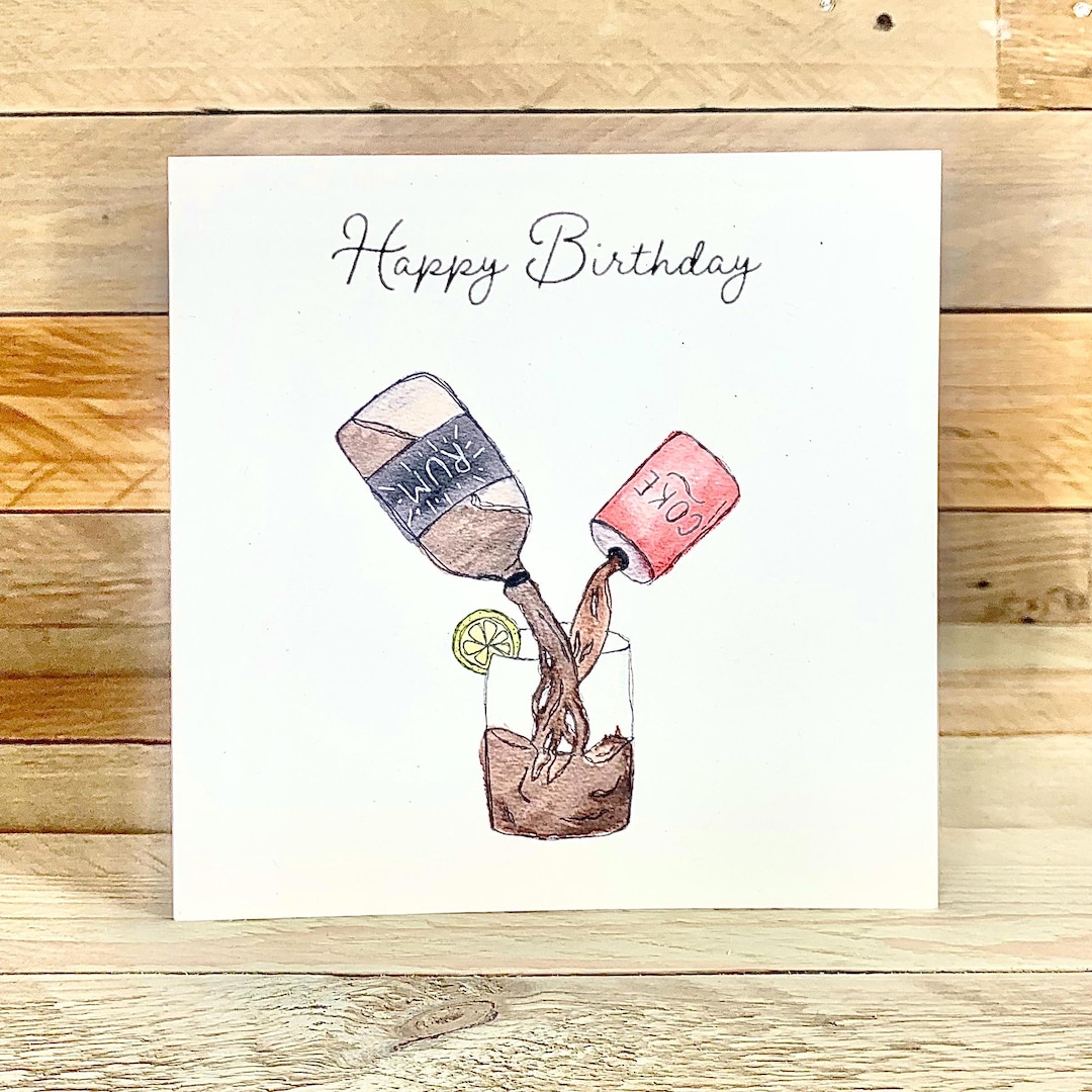 Personalised Rum and Coke Birthday Card | Alcohol Birthday, Dad ...