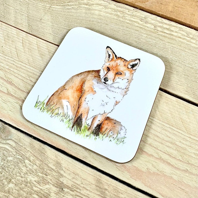 Fox Coaster | Woodland Animal Coasters, Fox Drink Coaster, Red Fox, Mug ...