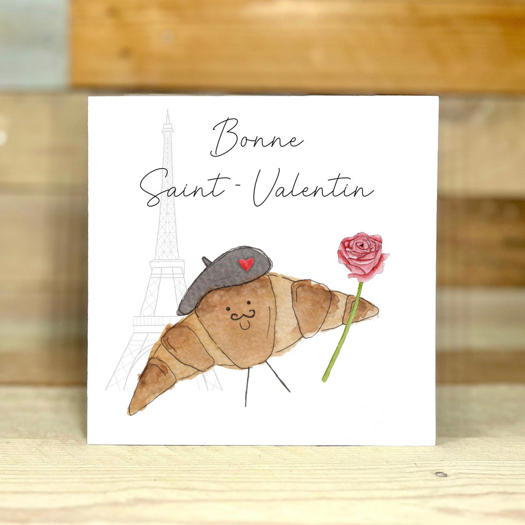 Personalised Je T'aime Croissant Valentines Card | French Valentines ...