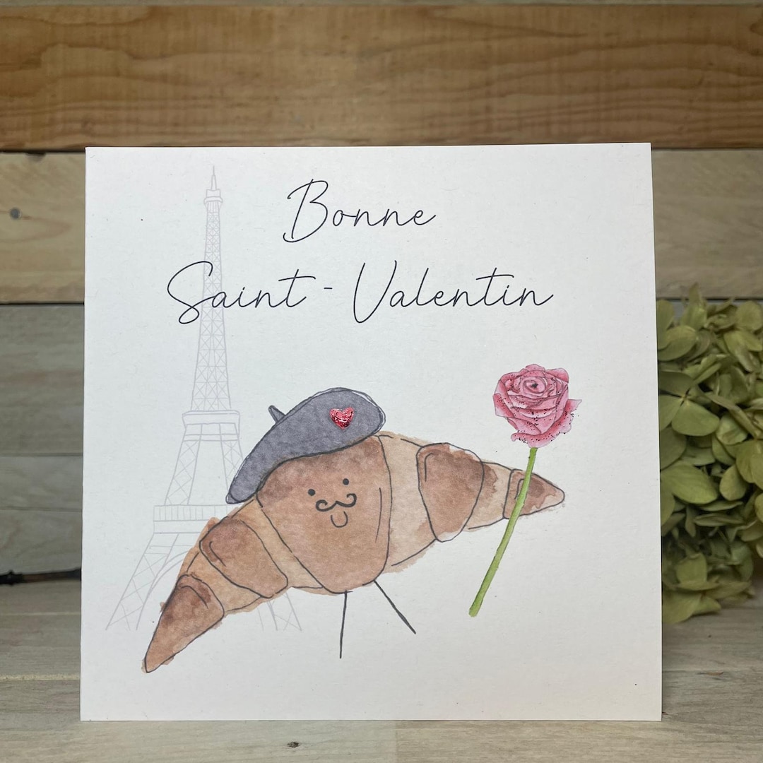 Je T'aime Croissant Valentines Card French Valentines Card, French ...