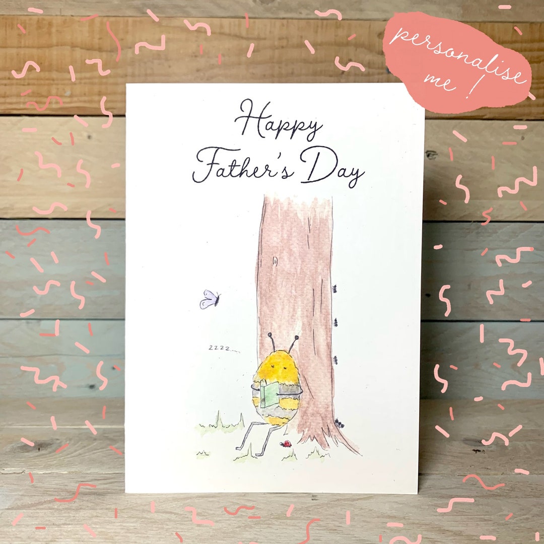 Personalised Relaxing Bee Father's Day Card | Happy Fathers Day | Bee ...