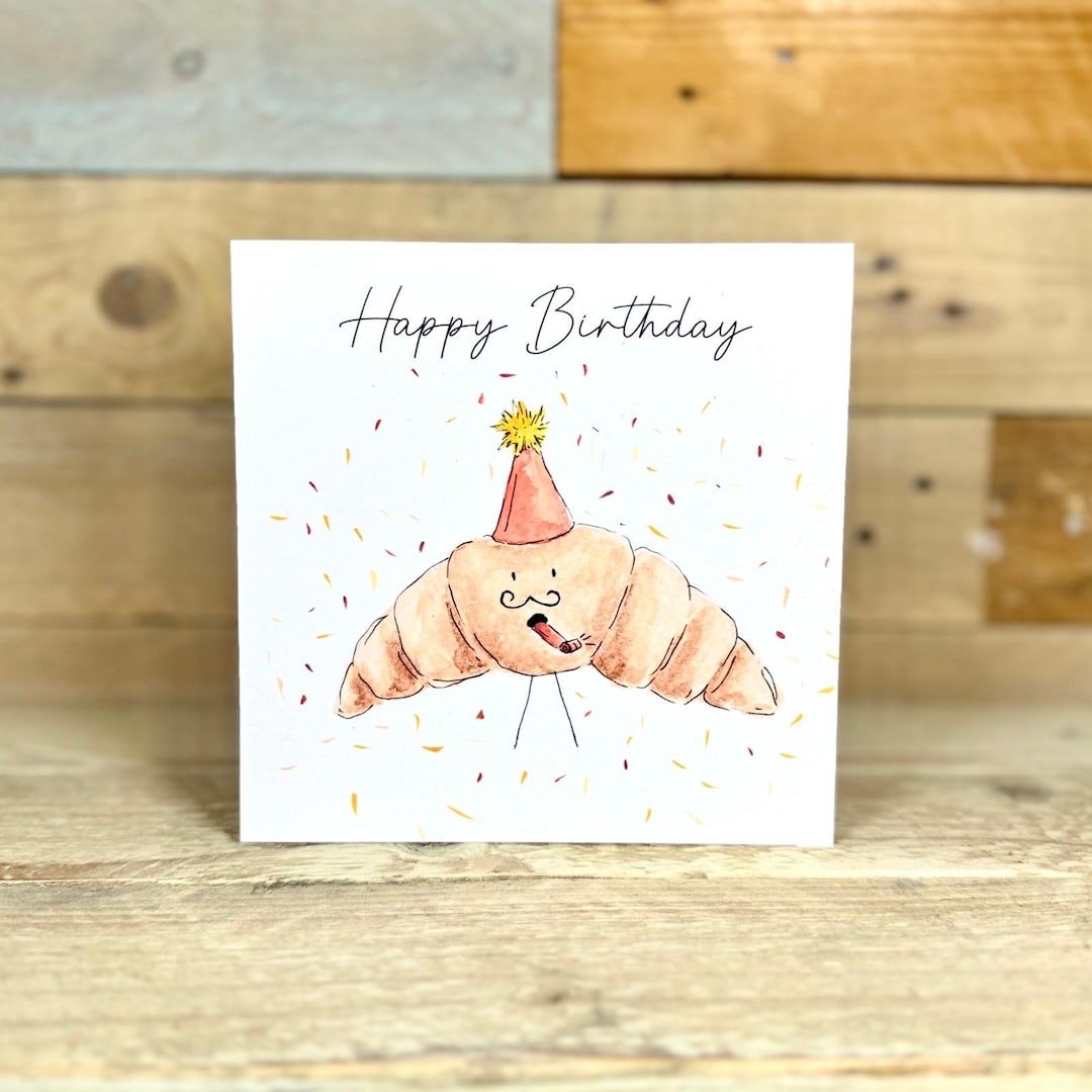 Personalised Partying Croissant Birthday Card | Besties Birthday Card ...