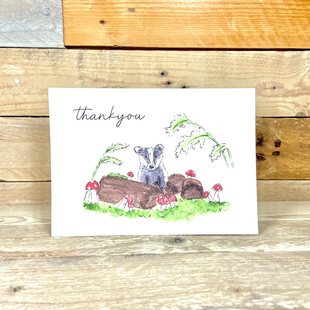 Badger Thank You Card Thank You, Thankyou, Thankyou Badger Card, Badger Note Card, Card for Him ...