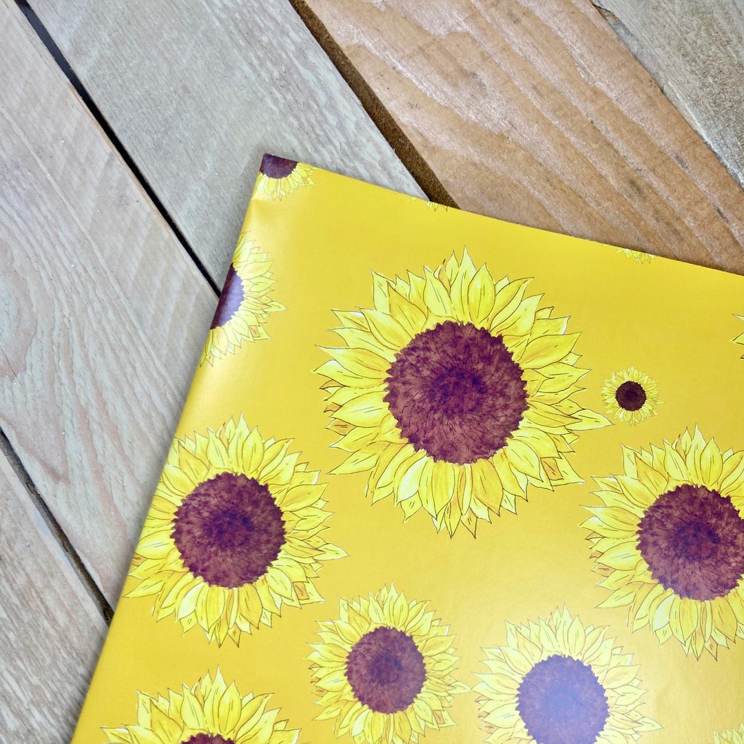 Sunflower Wrapping Paper | Flower Gift Wrap, Yellow Gift Wrap, Birthday ...