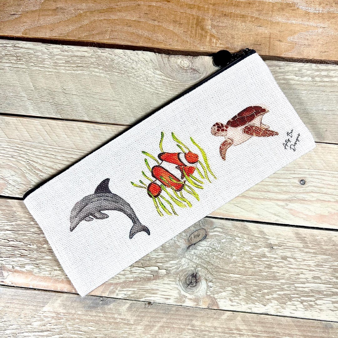 Sea Life Pencil Case | Fabric Pencil Case, Back to School, Dolphin ...