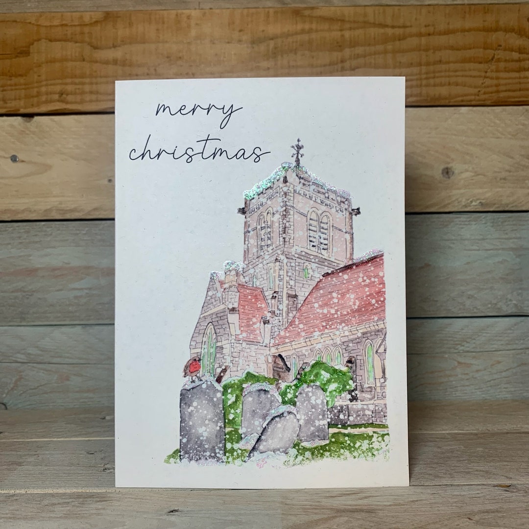 Personalised Church Christmas Card | Winter Church Scene, Religious ...