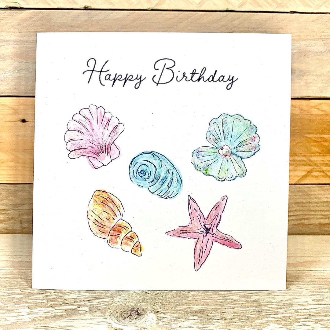 Personalised Seashell Birthday Card | Birthday Card for Her, Coastal ...