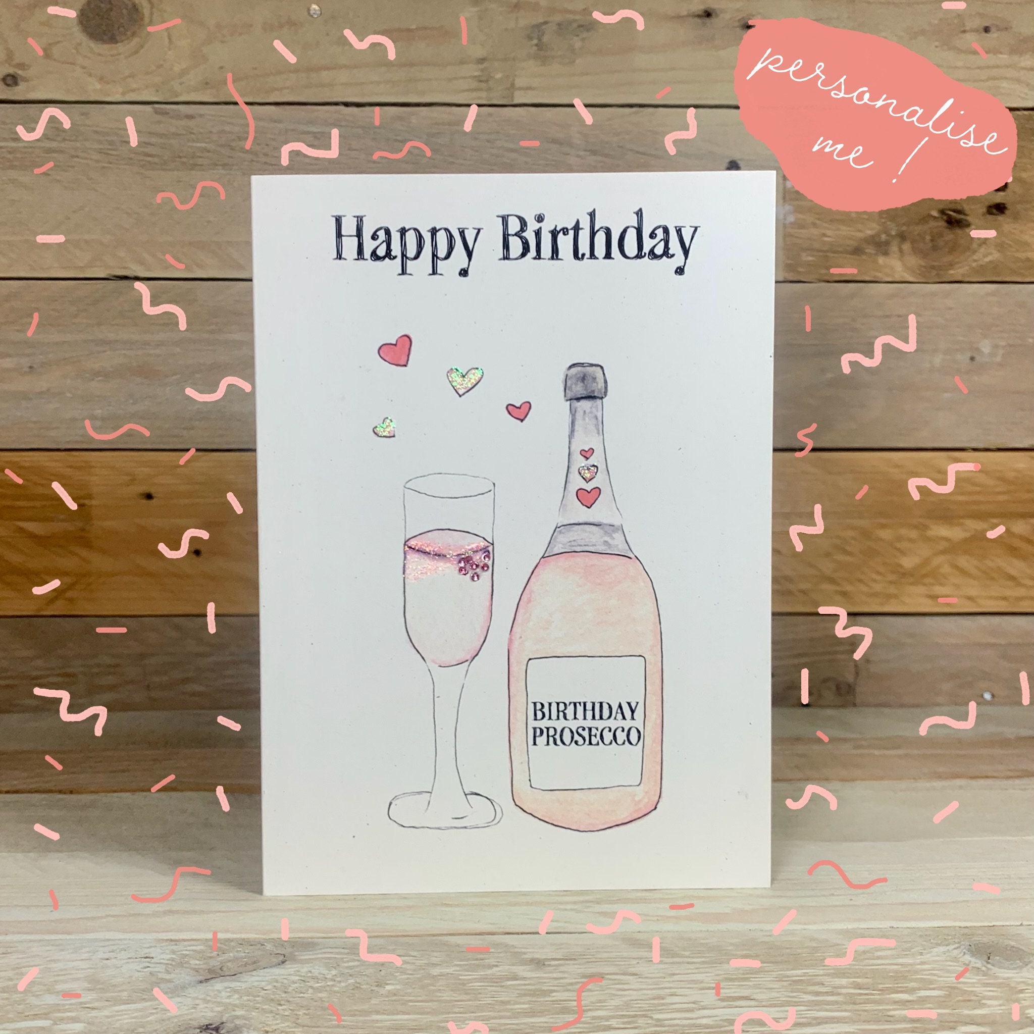 Birthday Prosecco Card Birthday Card for Her Greeting Card - Etsy