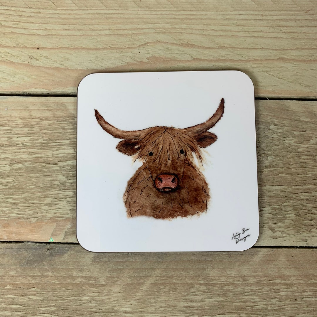Highland Cow Coaster | Highland Cattle Gifts, Mothers Day Gift ...