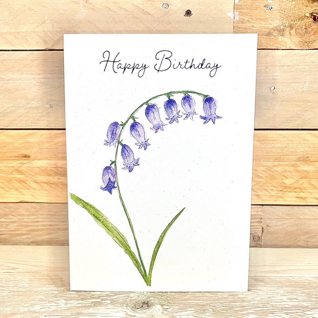Personalised Bluebell Birthday Card | English Flower, Pretty Card for ...