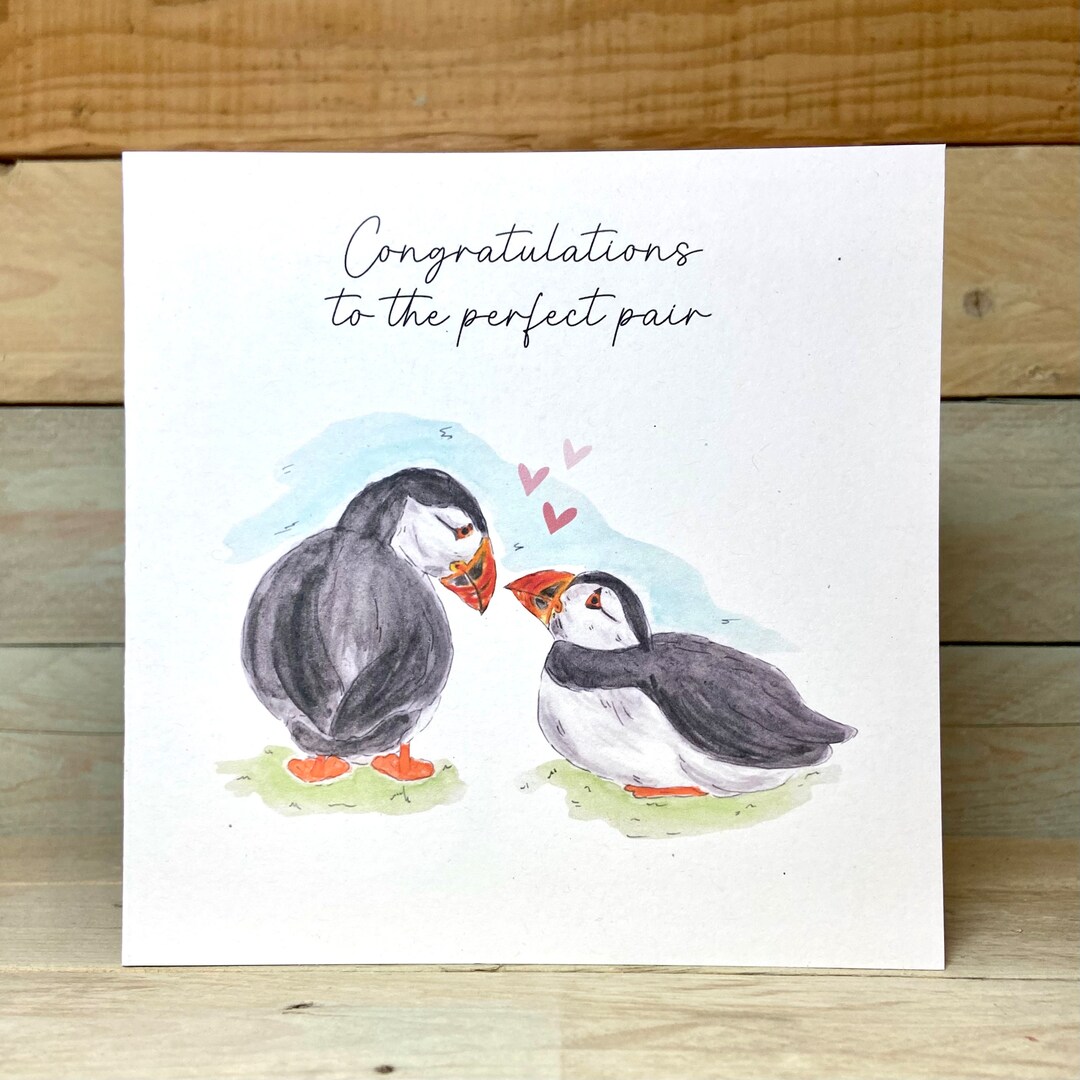 Personalised Puffin's Down on One Knee Engagement Card ...