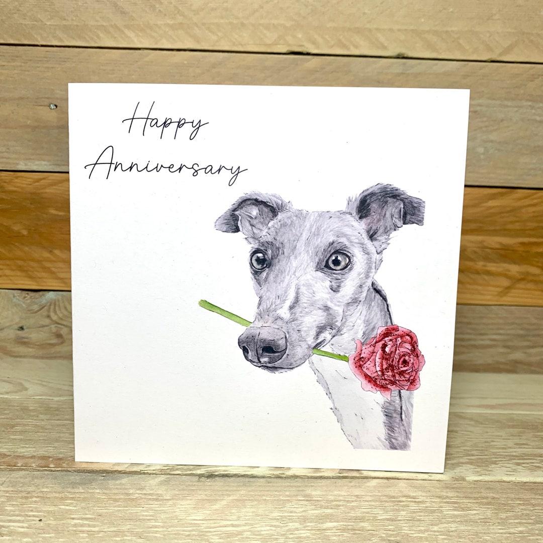 Personalised Whippet Anniversary Card | Romantic Dog Anniversary Card ...