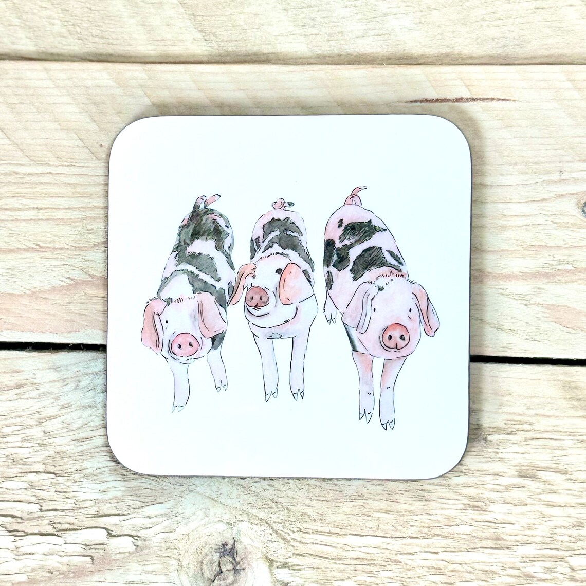 Three Piggies Coaster | Farmhouse Coaster, Pig Farmer Gift, Cute ...
