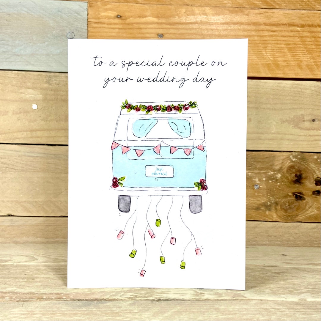 Campervan Wedding Card Honeymoon Card, Wedding Day Card, Camper Van ...
