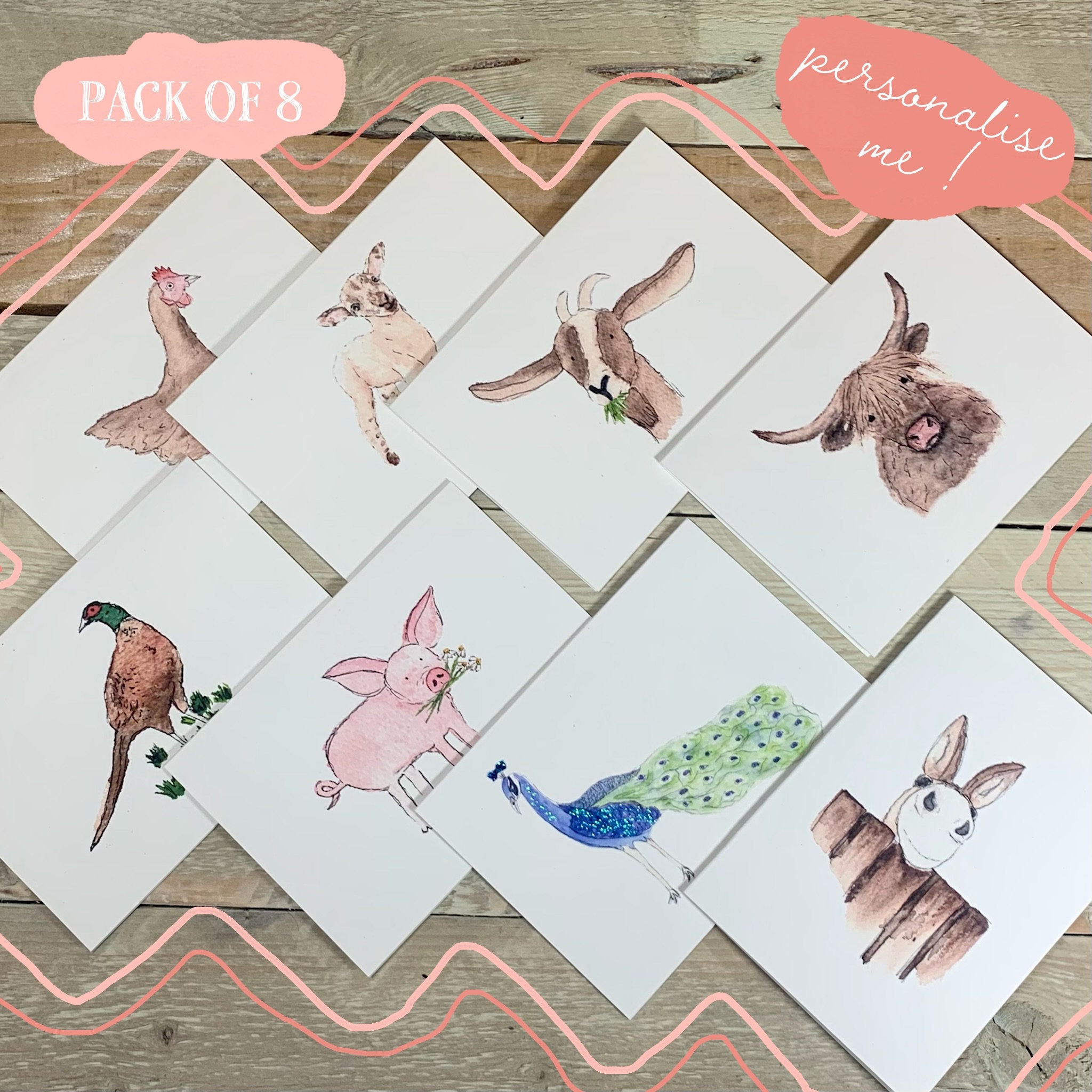 Farm and Field Pack of Notelets Farm Animals Blank Cards - Etsy UK