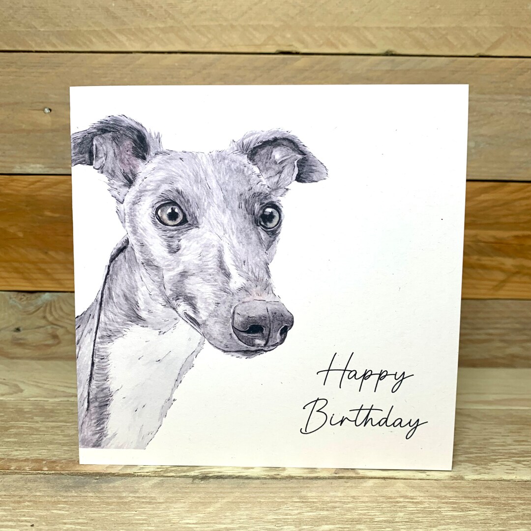 Blue Whippet Birthday Card Birthday Card for Bestfriend, Birthday Card ...