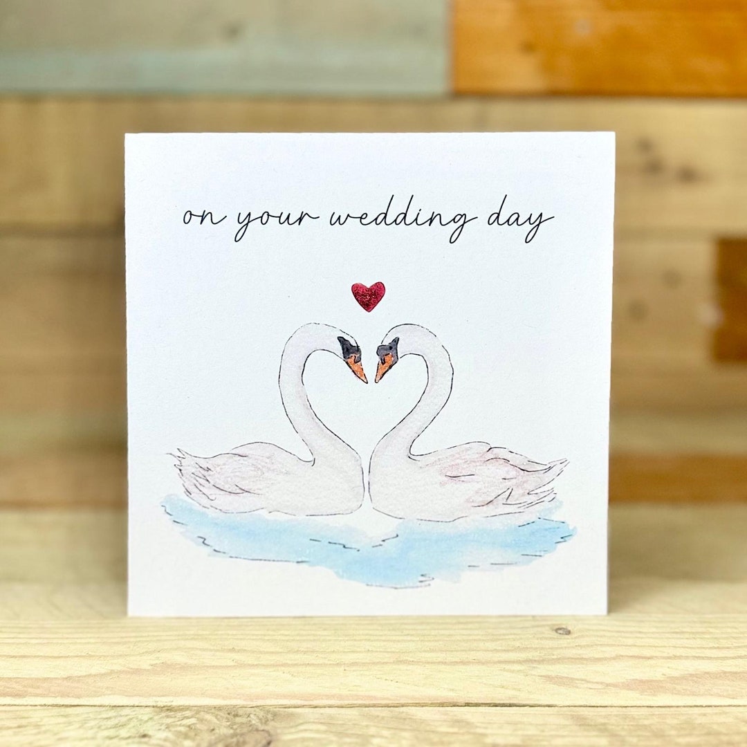 Personalised Swans Wedding Card | Wedding Congrats Card, Elegant Swan ...