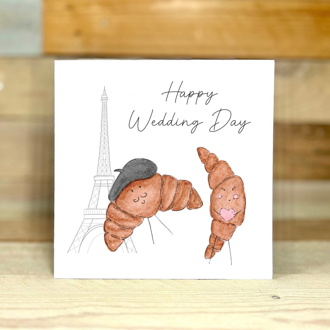 Personalised Croissant Wedding Card | Wedding Day Card, Punny Wedding ...