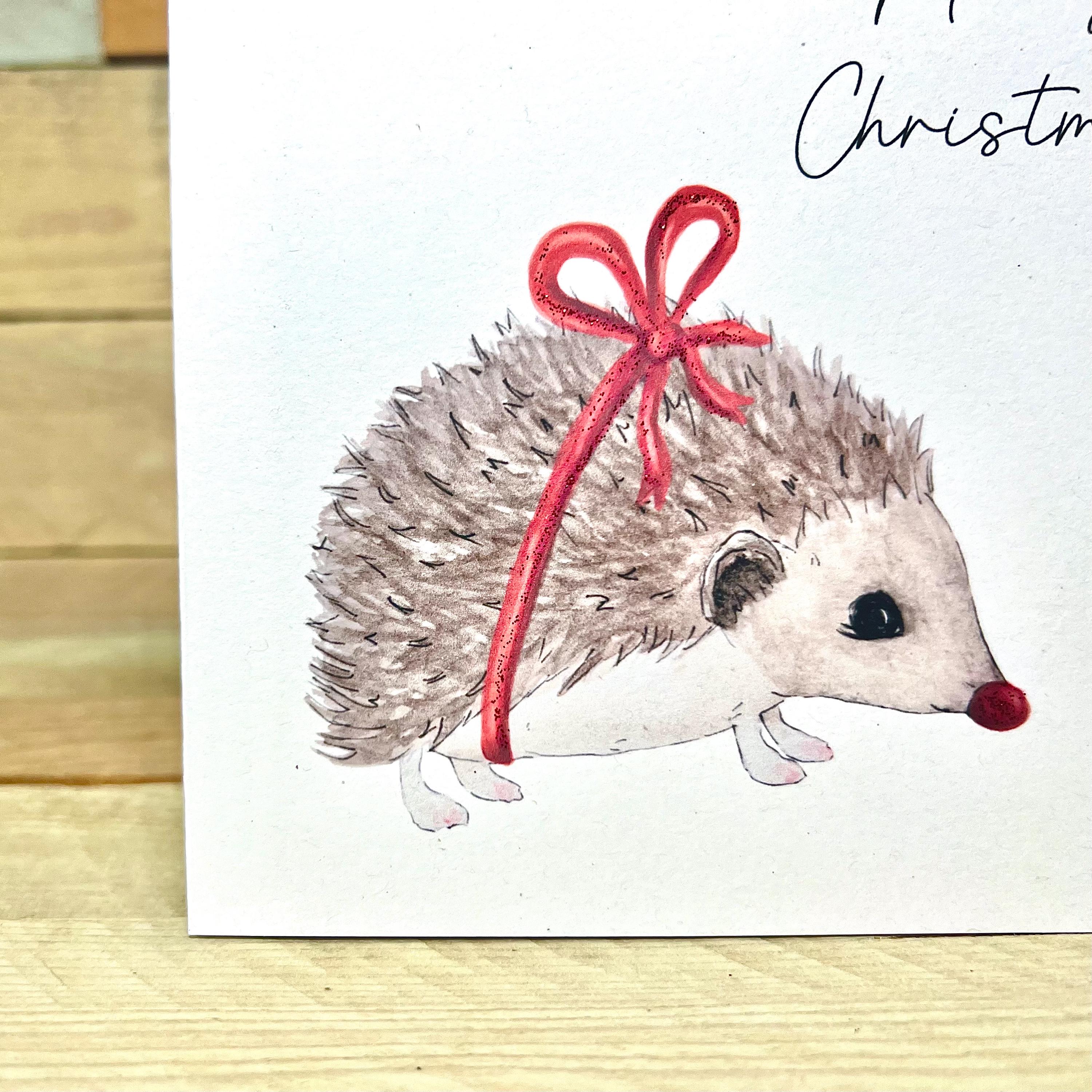 Personalised Hedgehog Christmas Card | Handmade Christmas Card ...