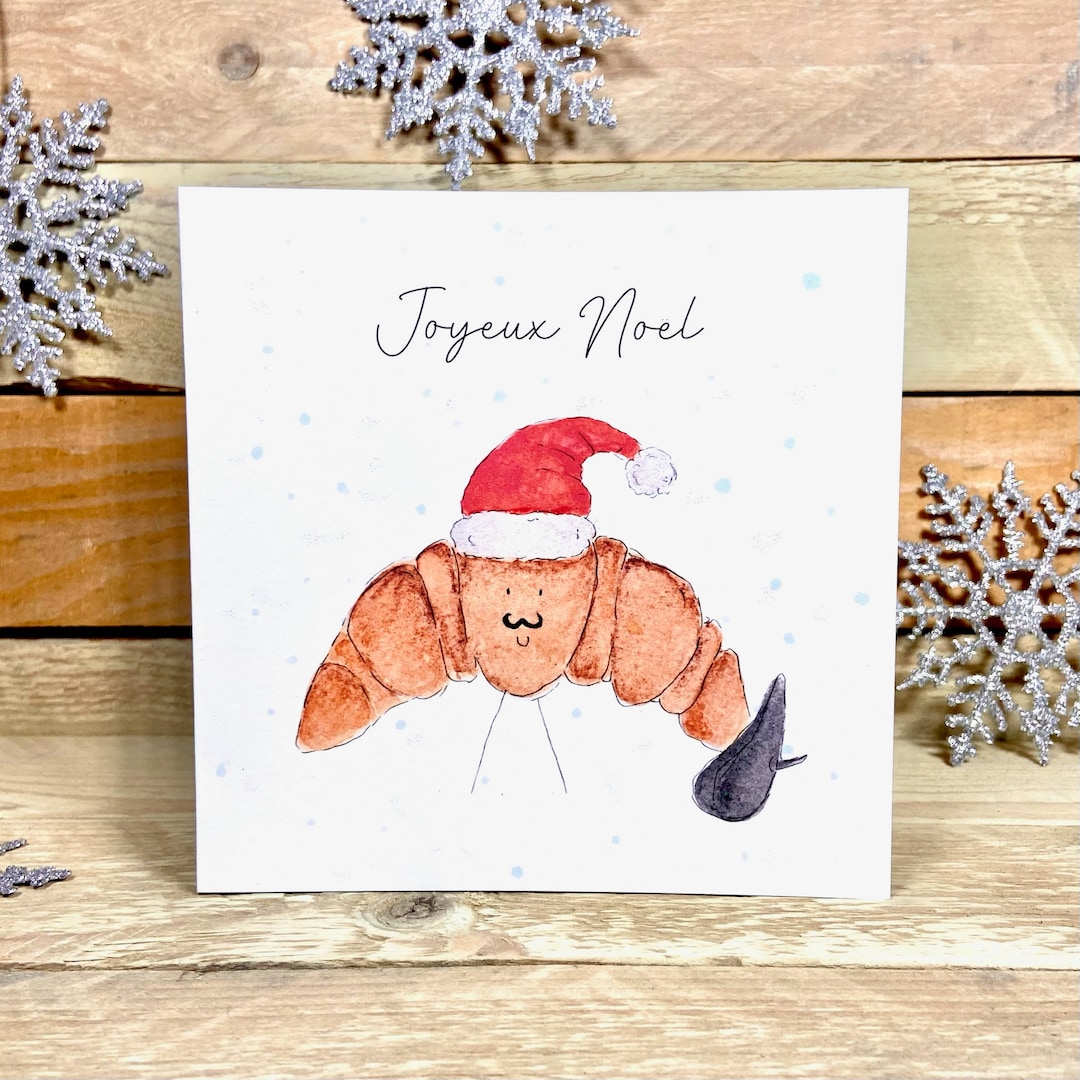 Croissant Christmas Card Croissant Card, Santa, French, Croissant Lover ...