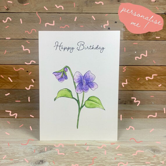 Violet Birthday Card Flower Card Floral Viola | Etsy