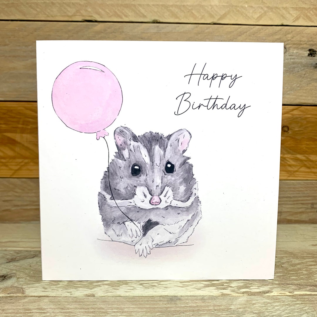 Gizmo the Hamster Birthday Card Hamster Greeting Card Cute Birthday ...