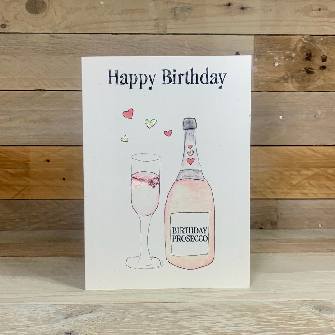 Birthday Prosecco Card Birthday Card for Her Greeting Card Bubbly ...