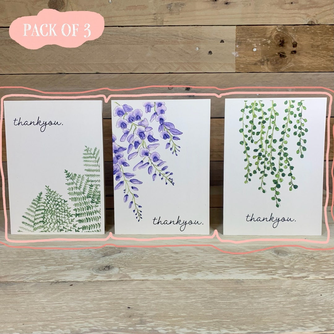 Thankyou Botanical Pack Cards | Set of 3 With Envelopes | Thank You ...