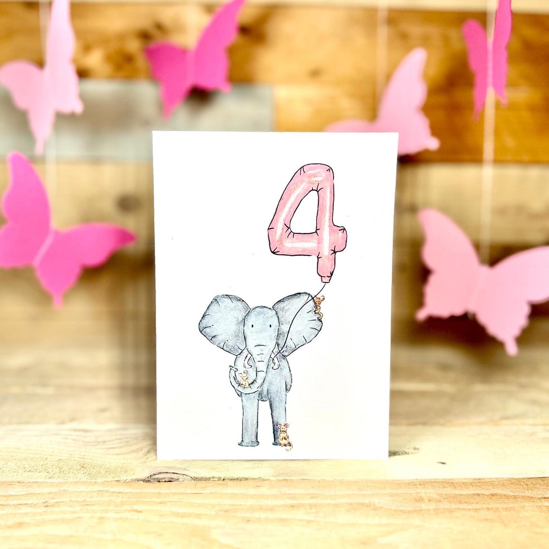 4th Birthday Card Custom 4 Year Old Birthday Card, Fourth Birthday, for ...