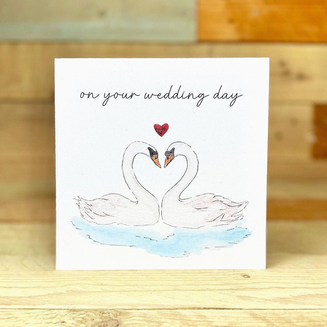 Personalised Swans Wedding Card | Wedding Congrats Card, Elegant Swan ...