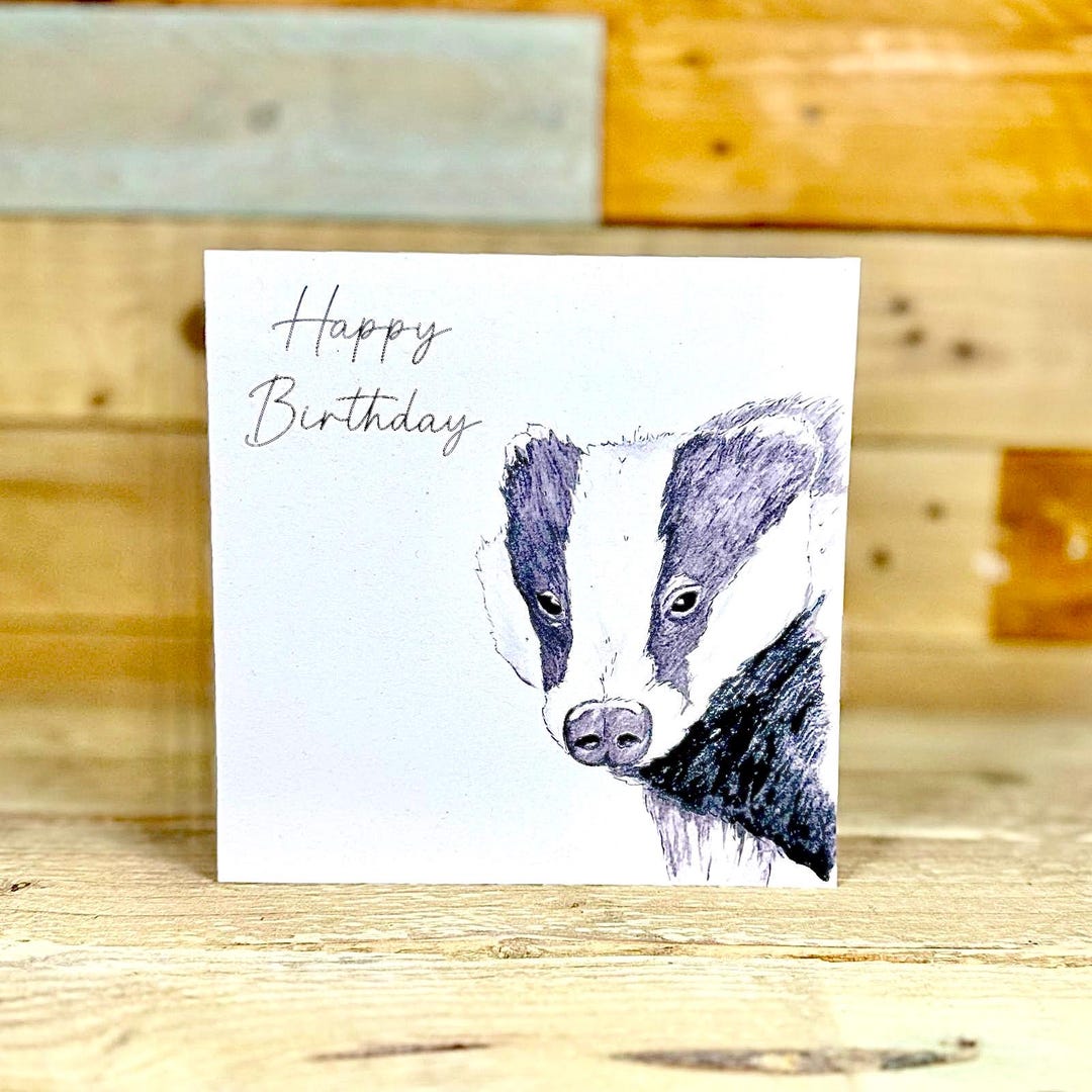 Badger Birthday Card Friends Birthday Cards, Minimalistic Birthday ...